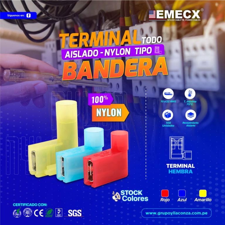 TERMINAL AISLADO TIPO BANDERA HEMBRA NYLON