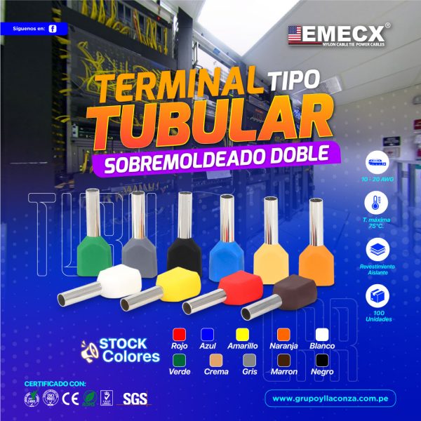 TERMINAL TUBULAR DOBLE AZUL (14 AWG) - YLLACONZA